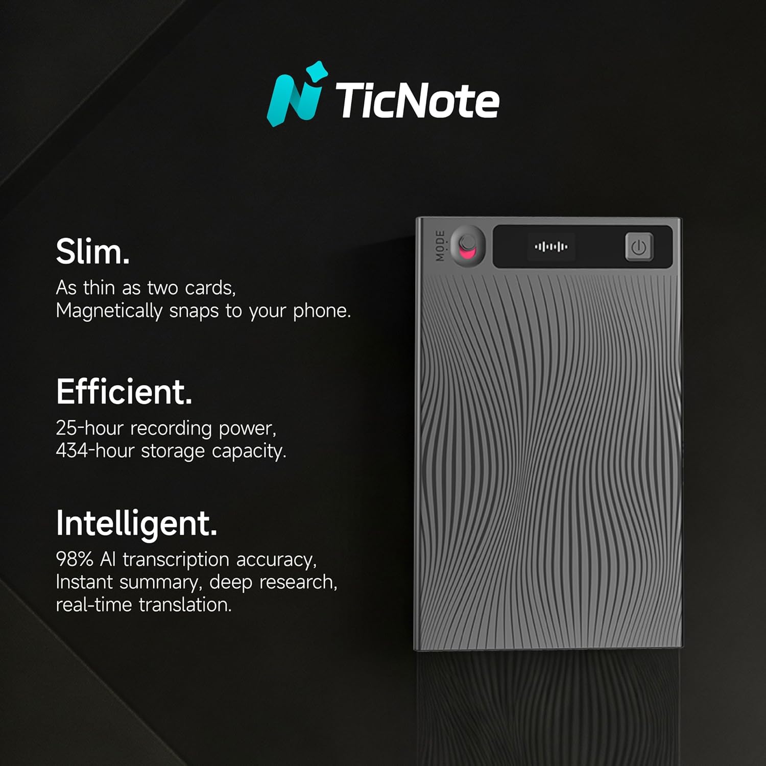 Mobvoi TicNote AI Voice Recorder with Real-Time Transcribe & Summarize ...